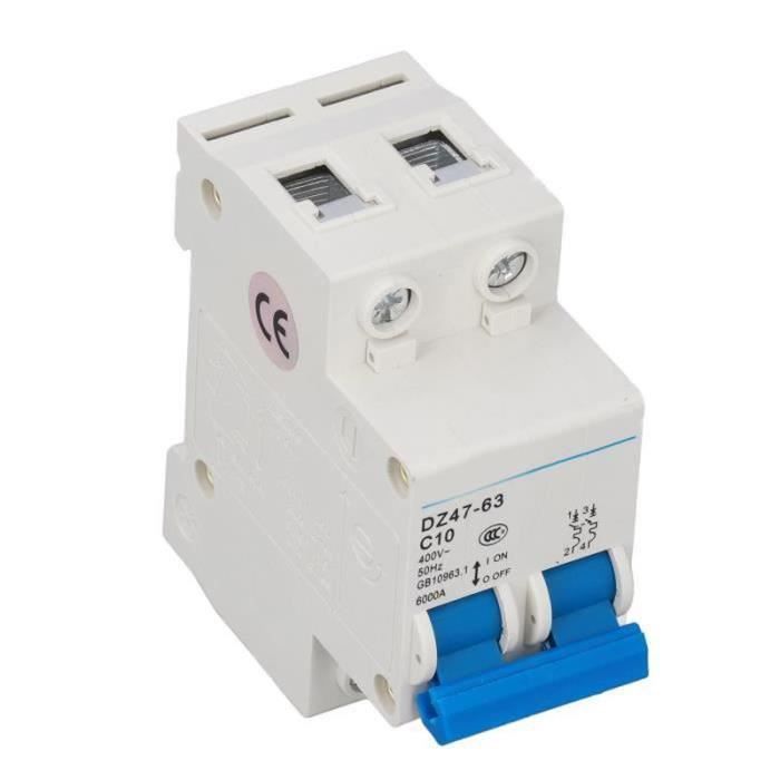 Cikonielf Disjoncteur 2P Disjoncteur miniature 2P Montage sur rail DIN Disjoncteur de protection ...