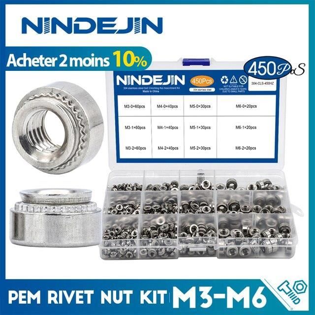 ECROU,--kit'assortiment'écrous à riveter en acier inoxydable, 450 ...