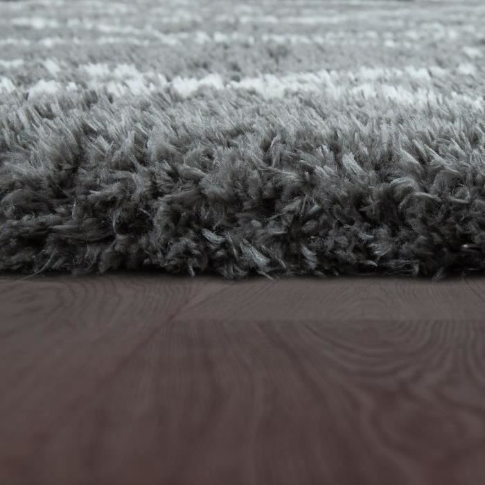 Tapis Poils Hauts Moelleux Moderne Shaggy Style Flokati Motif Losange Gris [160x230 cm ...