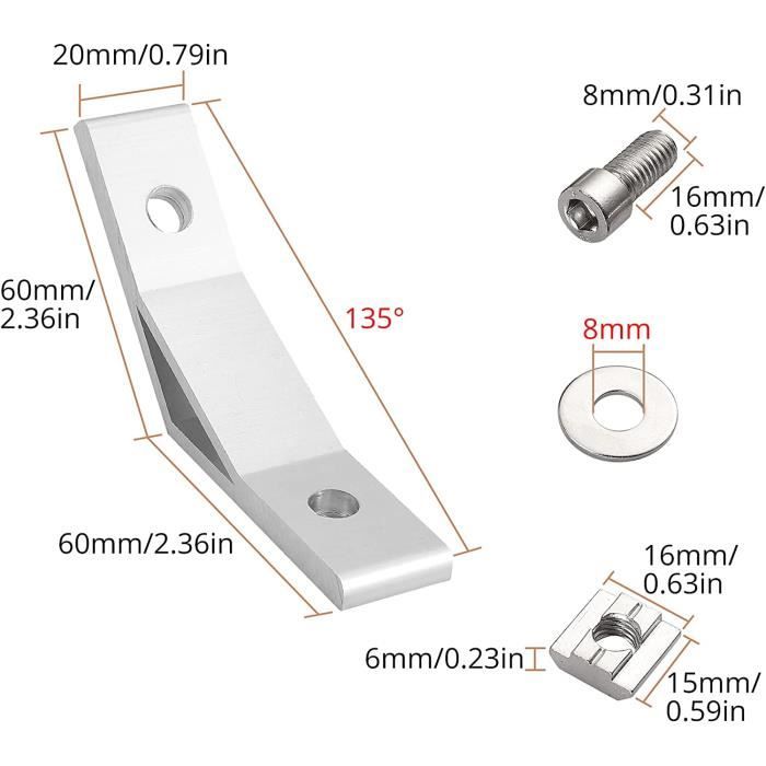 Kamtop Équerre Fixation 10pcs Joint À Angle Droit 3030 Coin 135° Petite ...