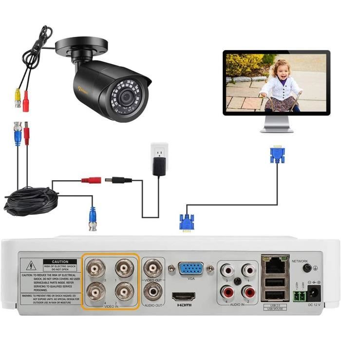1080P Caméra de Surveillance Extérieure IP66 Vision Nocturne de 20 ...