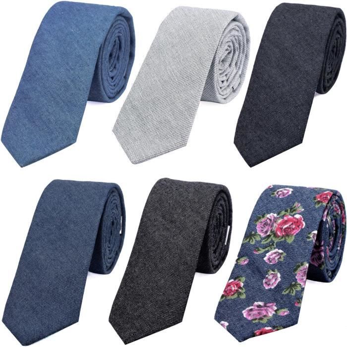 Fine Cravate De Coton Tweed Pour Hommes 6 Cm[J1497] Jeans - Bleu ...