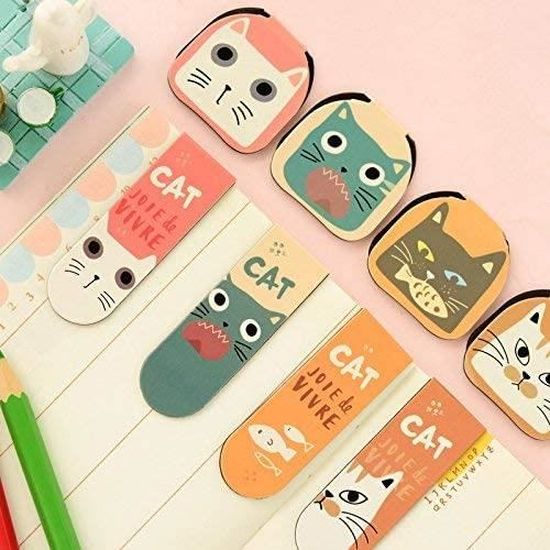 Lot de 8 marque-pages magnétiques Kawaii en forme de chat mignon ...