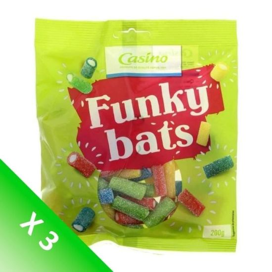 [LOT DE 3] CASINO Bonbon Funky Bats - 200G - Cdiscount Au quotidien