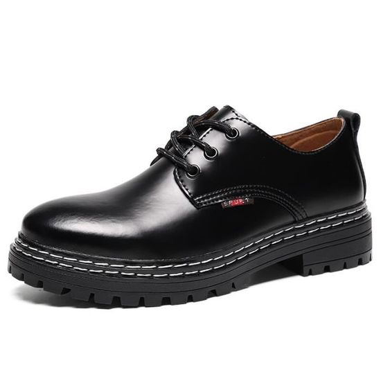 Chaussures en cuir décontractées rondes hautes pour hommes robe d ...