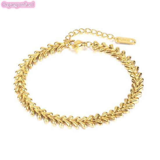 Bracelet femme-Bracelet en arête de poisson en forme de c ur au design personnalisé-dore - Achat ...