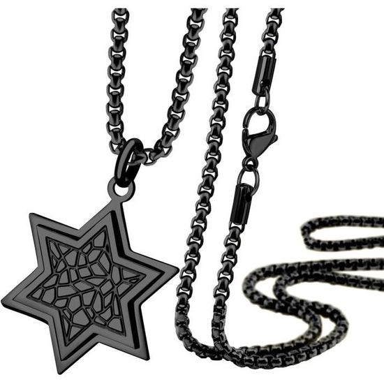 Collier En Acier Inoxydable Motif Étoile De David Pour Homme Et Femme ...
