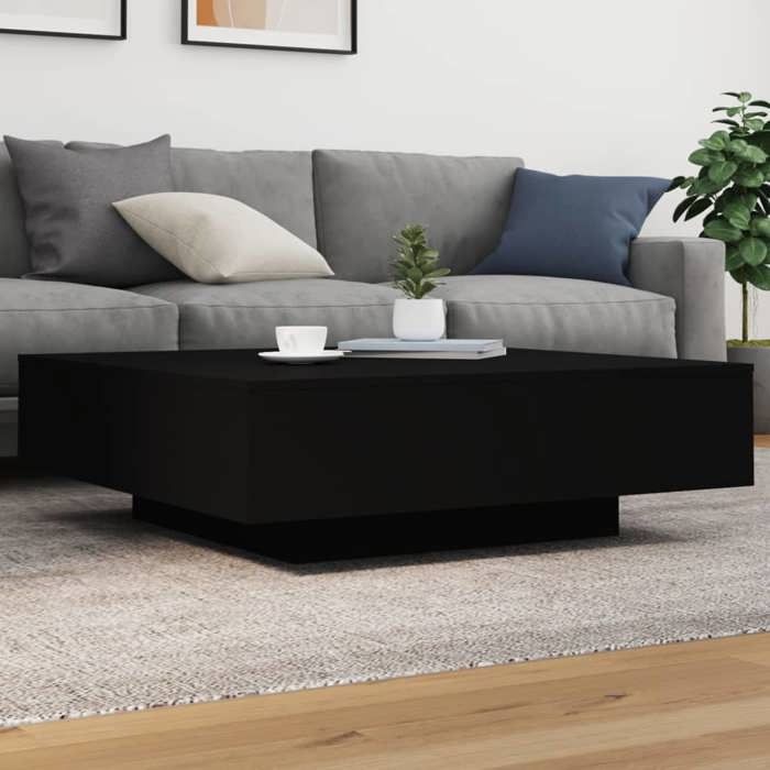 JLL*TOP - Table basse noir - Table à café Noire - 100x100x31 cm bois d ...