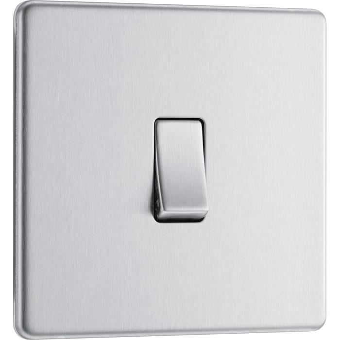 Interrupteur Sans Vis 2 voies en métal-nickelé acier brossé-acier ...