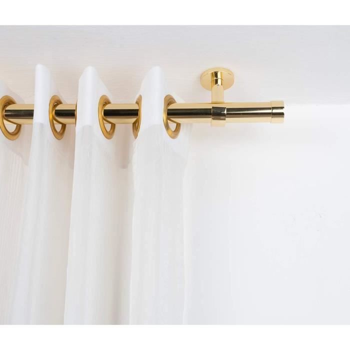Tringle à rideaux Ø 28 mm sans anneaux, L. 260 cm en Laiton brillant - Complet A284 - Cdiscount ...