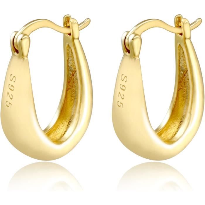 Boucles D'Oreilles Creoles Coeur Femme Argent 925 14K Or Plaqu Petite Creole[L1042] - Achat ...