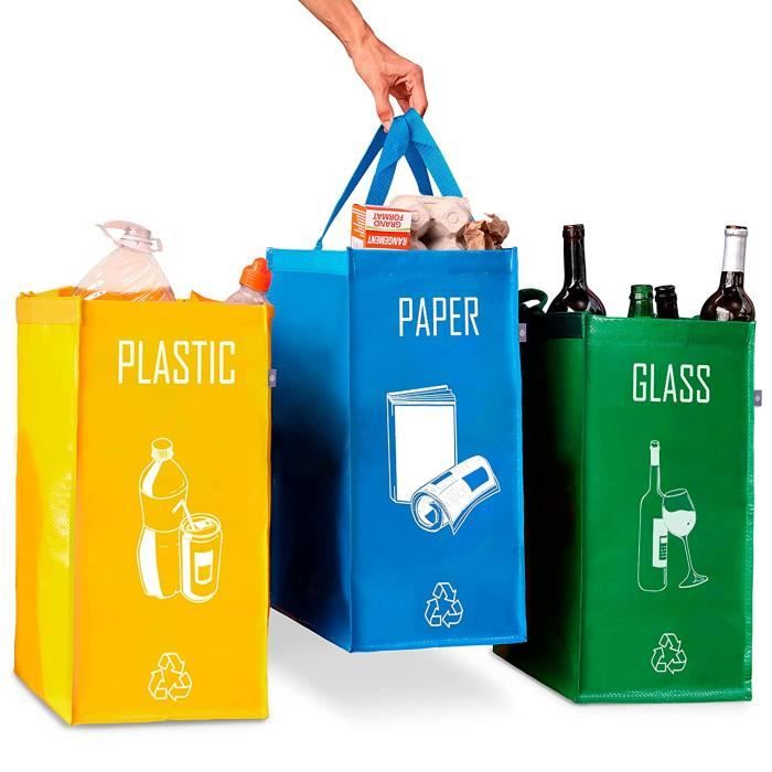 AJW-Pack de 3 Sacs Tri Sélectif–Poubelle de Tri pour Déchets et ...