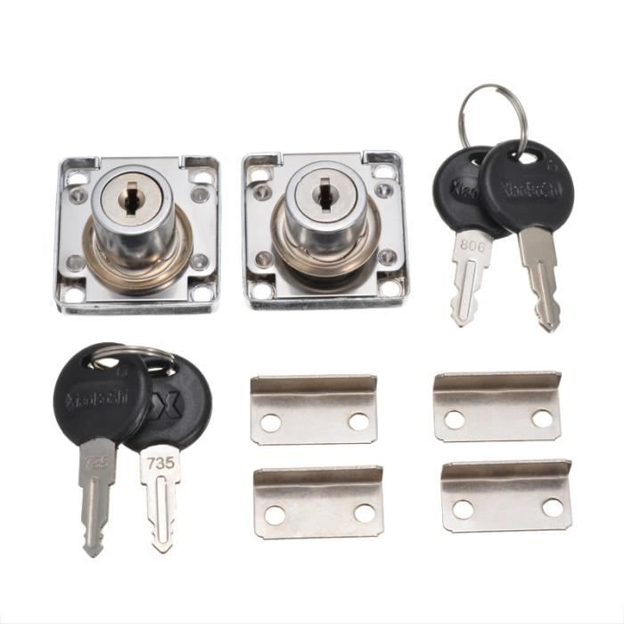 Serrure de tiroir de bureau 2 pièces-ensemble, avec 2 clés, pour armoire, boîte aux lettres ...