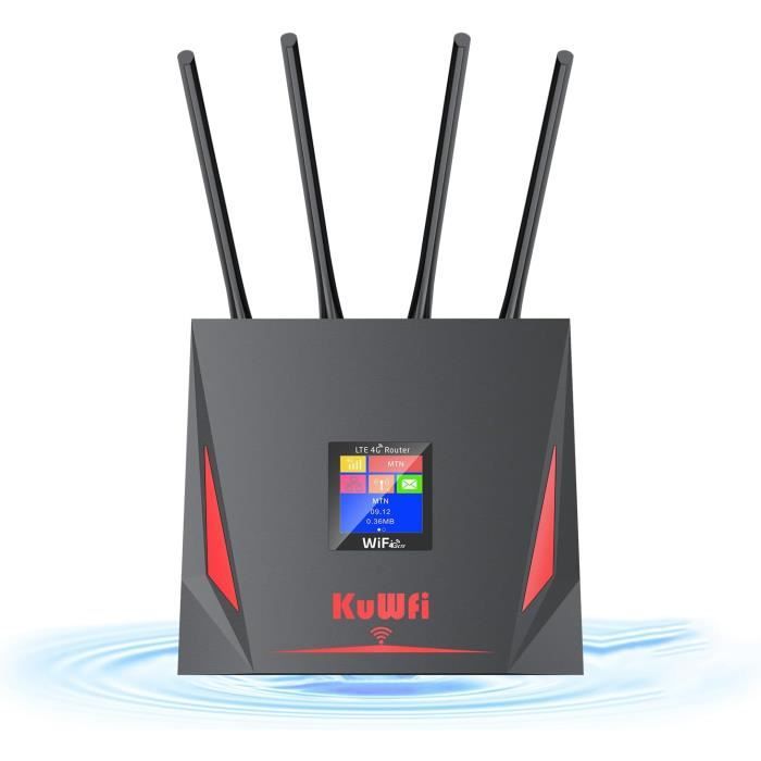 Routeur 4G SIM, Routeur 4G LTE WiFi Cat4 300 Mbps avec Carte SIM, Données 4G et Port USB, Box 4G ...