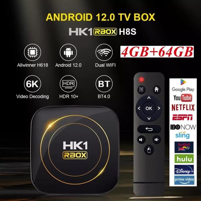 Android TV box Android 12.0 Netflix Media Player boitier iptv 4GO/64Go ...