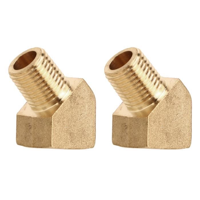 Qiilu Raccord coudé à 45 ° 2 pièces 45º rue coude raccord en laiton massif 8mm filetage ...