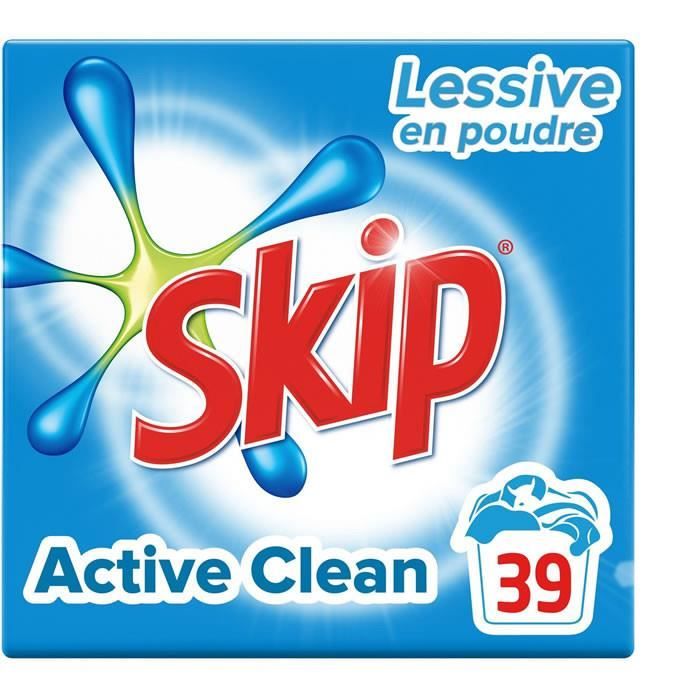 LOT DE 2 - SKIP Active Clean - Lessive en poudre 39 lavages 2.73 kg ...