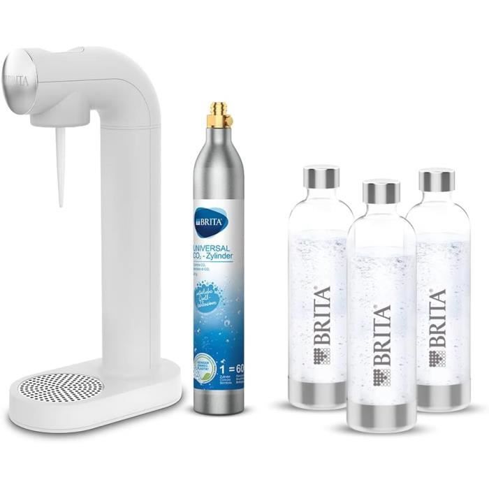 BRITA Machine à Eau Pétillante SodaONE Blanche + 3 Bouteilles 1L en ...