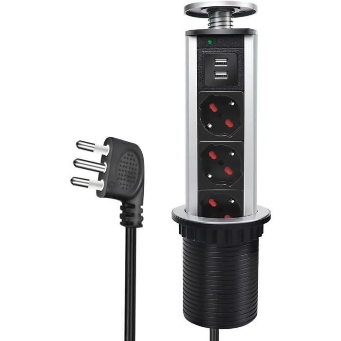 Multiprise De Bureau Escamotable Avec 2 Ports Usb 3 Prises Italiennes ...