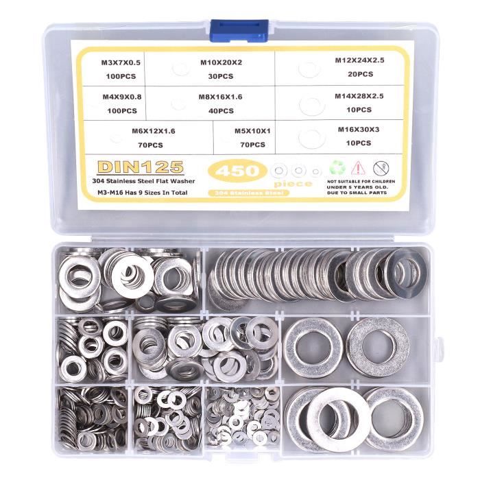 Rondelles plates en acier inoxydable VBESTLIFE - Lot de 450 ...