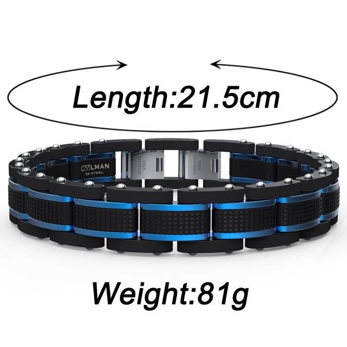 Coolman Bijoux Hommes Bracelets Acier Inoxydable Bleu Noir Reglable 8 5 9 Pouces Avec Boite Cadeau Marque Achat Vente bracelet gourmette Coolman Bijoux Hommes Bra64495 Mixte Adulte Acier Cd