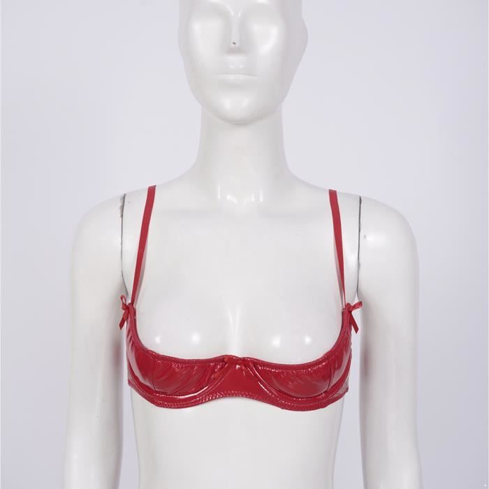 Yizyif Femme Soutien Gorge à Armature Push Up Sexy Cuir Verni Bra