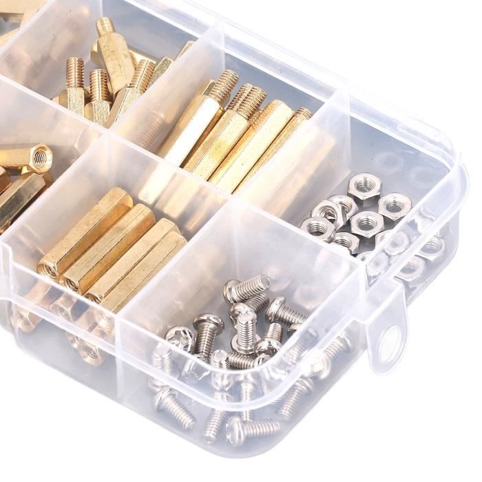 Shipenophy Kit d'entretoise M3 Kit d'entretoises M3 en laiton, 120 pièces, vis hexagonales ...
