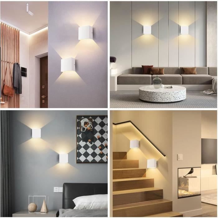 Applique Murale Led Intérieur Ensemble De 2, 10X10X5Cm Aplique Haut Et ...