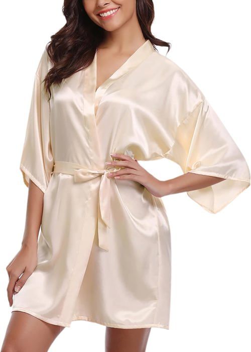 Kimono Robe Femmes Peignoir Satin Femme Robes Chambre Kimonos Chem de ...