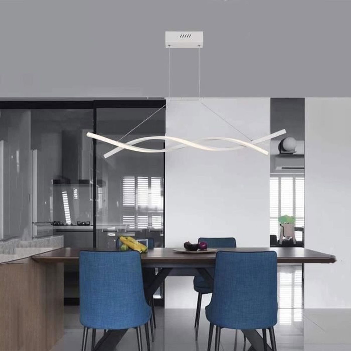 Lustre LED moderne avec télécommande Blanc Suspension dimmable ...