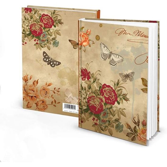 Carnet de Notes Vintage Roses Fleurs Papillons - à compléter ...