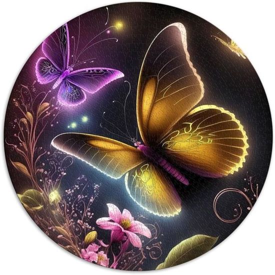 Puzzle Coloré Papillon Pour Adultes 1000 Pièces Puzzle Rond Puzzles ...