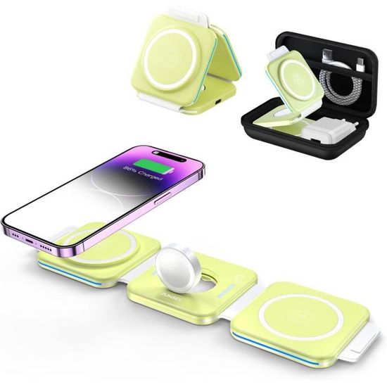 Chargeur Induction Pliable, 3 En 1 Magnétique Chargeur Sans Fil Pour ...