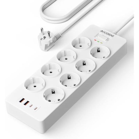 Multiprise 8 prises avec USB C, multiprise, protection contre les ...