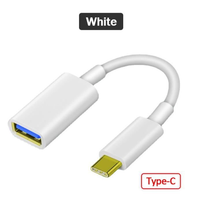 BLANC-Câble adaptateur USB 3.0 vers type-c OTG, convertisseur pour ...