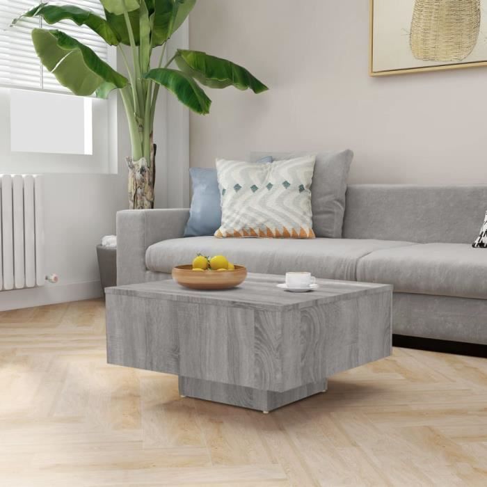 AKOZON Table basse Sonoma gris 60x60x31,5 cm Bois d'ingénierie ...