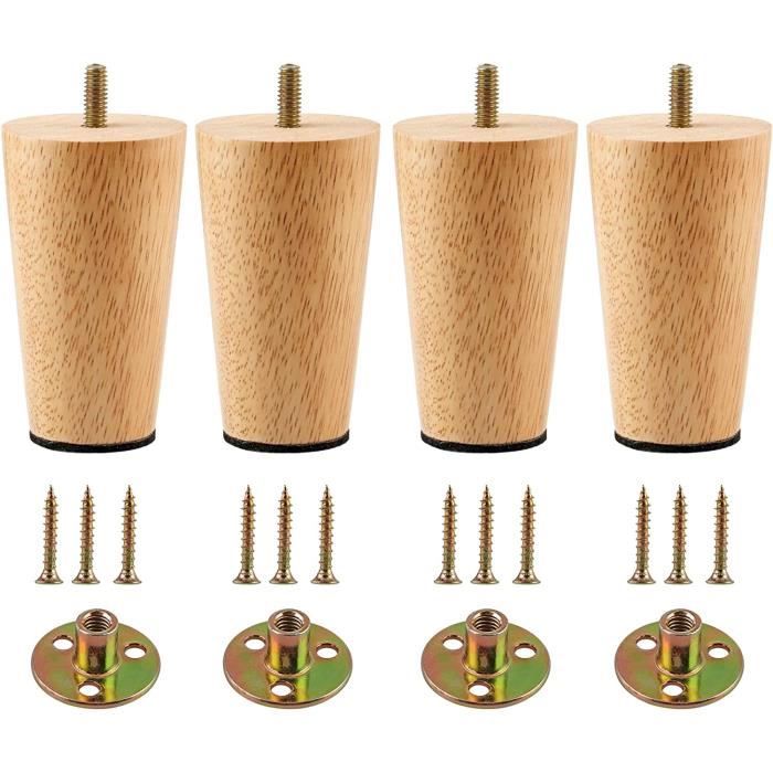 10CM Pieds de Meuble Bois Massif, Pieds de canapé Bois, Pieds de Meuble en Bois pour canapé ...