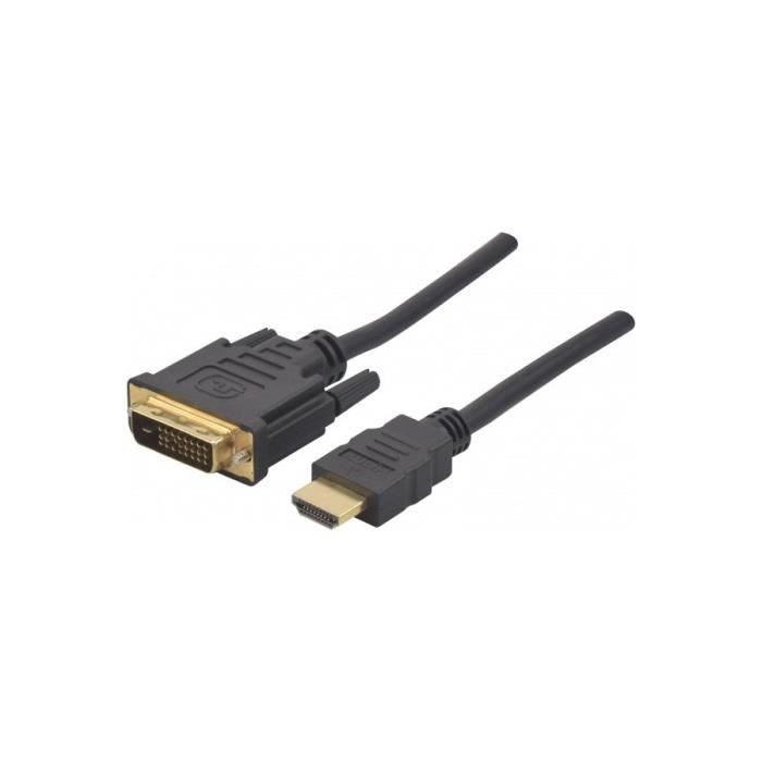 Cordon HDMI vers DVI-D - GENERIQUE - 2 mètres - Plaqué or - Résolution ...
