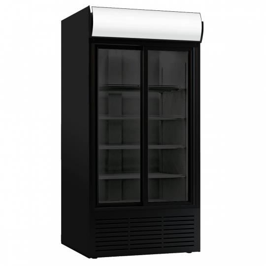 Frigo Vitrine Professionnel Double Portes Coulissantes Full Black ...