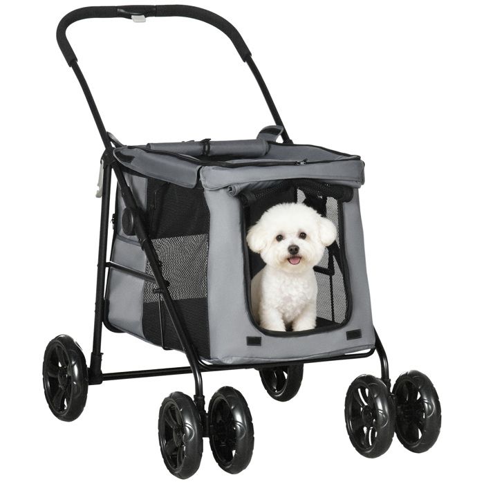 Poussette chien - PawHut - pliable coussin inclus roues avec frein ...