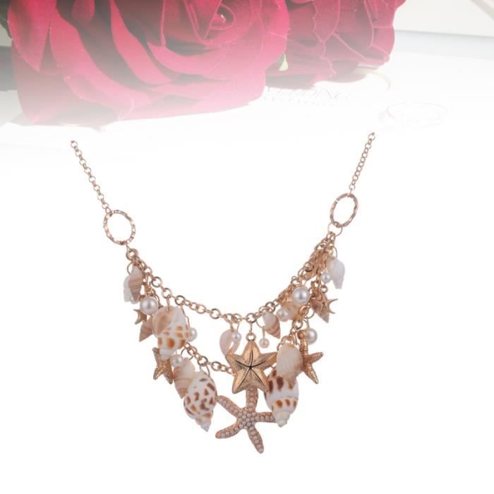 Seashell Sea Star Conch Collier Perle Sirène Accessoires pour Femmes ...