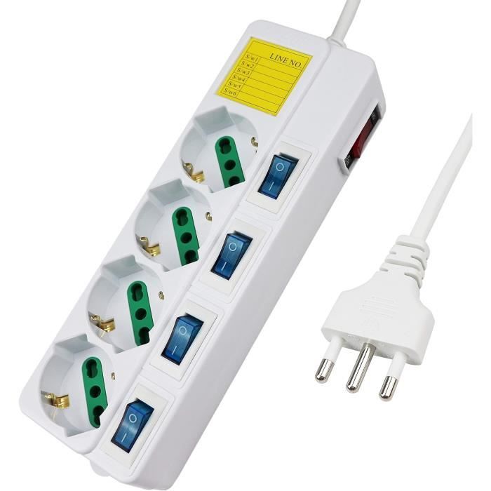 Multiprise Multiprise Électrique 4 Places 10-16 A Bipasso Schuko 250 V ...