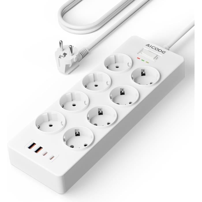 Multiprise 8 prises avec USB C, multiprise, protection contre les ...
