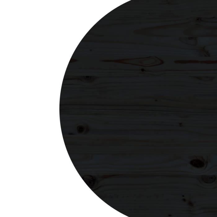 Plateau de table rond en bois de pin massif noir YOSOO - Ø80x2,5 cm ...