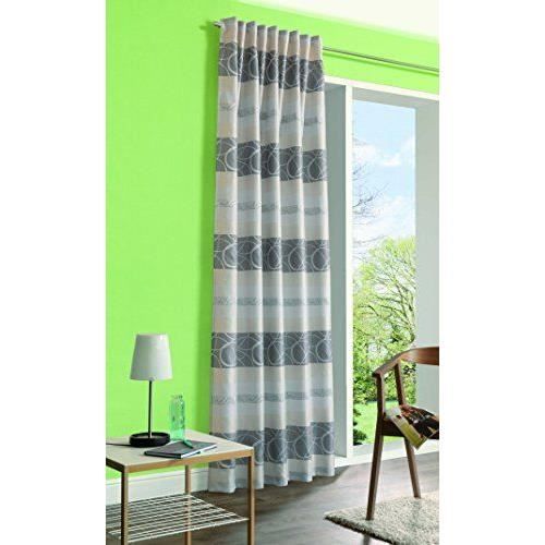 Deko Trend Rideau à Patte Cachée Polyester Gris/cru 245 x 146 x 245 cm ...