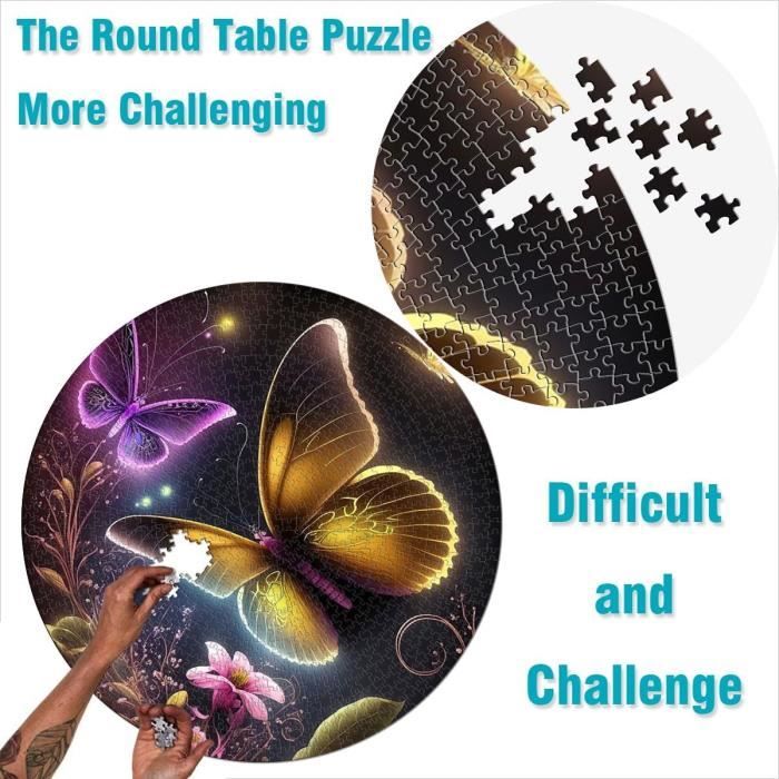 Puzzle Coloré Papillon Pour Adultes 1000 Pièces Puzzle Rond Puzzles ...