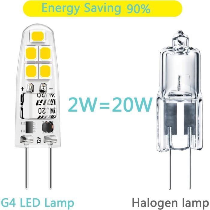 Ampoules Led G4,2W Ampoules Led,Equivalent 20W Halogène Ampoules,Blanc Froid 6000K,12V Ac-Dc ...