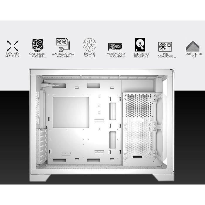 P480Mb-P Boîtier Pc Atx Rgb (4 Ventilateurs Pirate Argb,Gestion Des ...