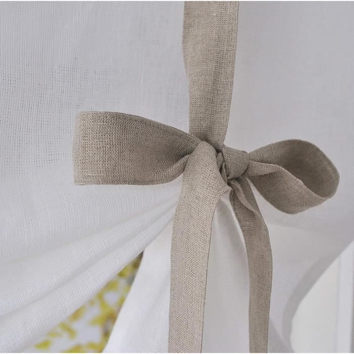 Store Voilage Venezia 100% Pur Lin Passe Tringle Blanc Naturelle Ruban ...
