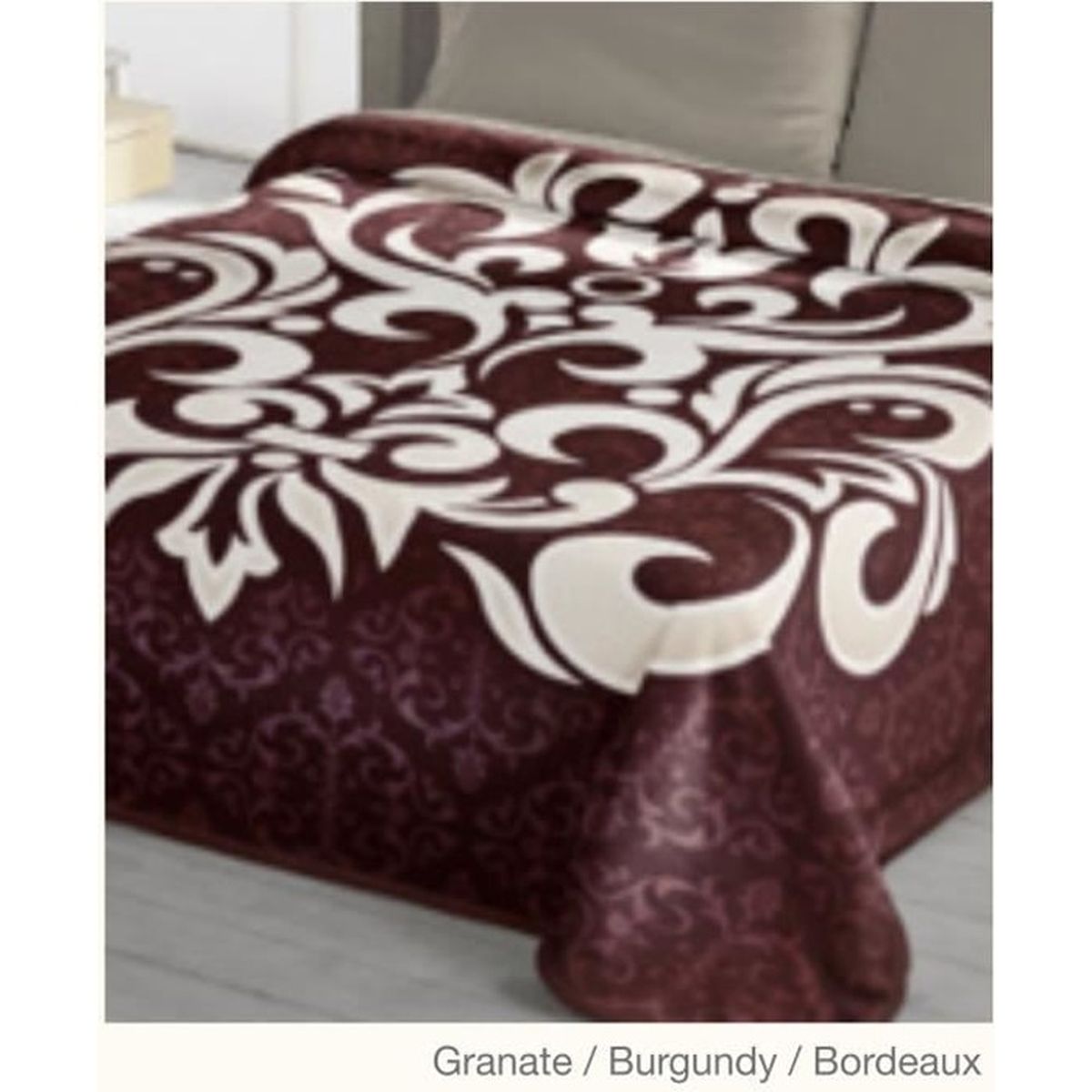 COUVERTURE VELOURS BELPLA POLAIRE 220 x 240 - STER 289 BORDEAUX ...